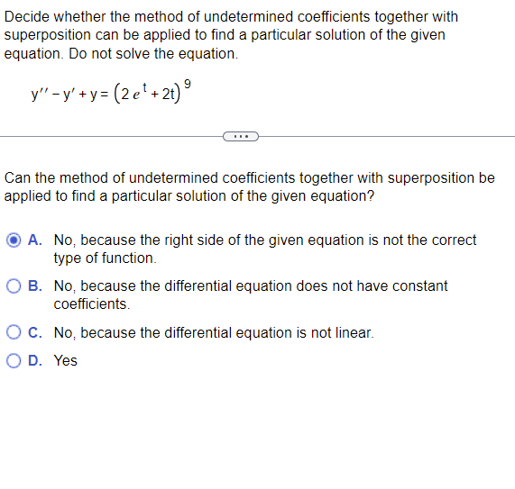Solved Decide whether the method of undetermined | Chegg.com