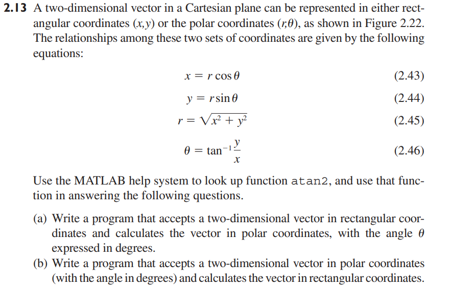 Solved 2.13 ﻿A two-dimensional vector in a Cartesian plane | Chegg.com