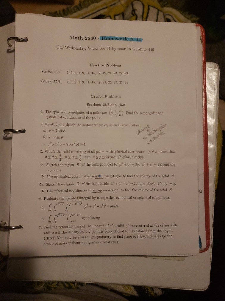 Solved Math 2840 -Homework # 11 Due Wednesday, November 21 | Chegg.com