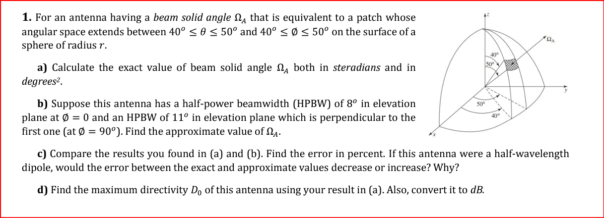 Solved by an EXPERT For an ﻿antenna having a beam solid angle ΩA ﻿that is | Chegg.com