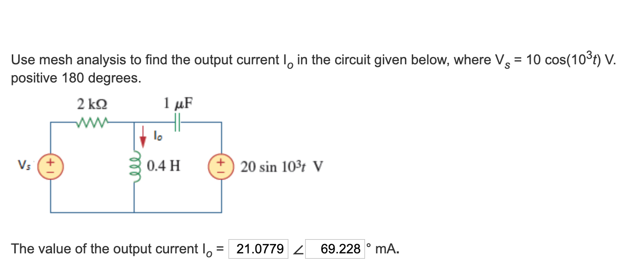 Solved Use mesh analysis to find the output current Io in | Chegg.com