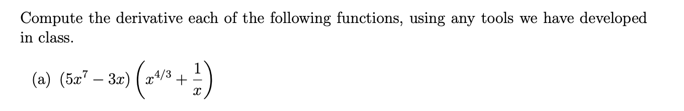 Solved Compute the derivative each of the following | Chegg.com