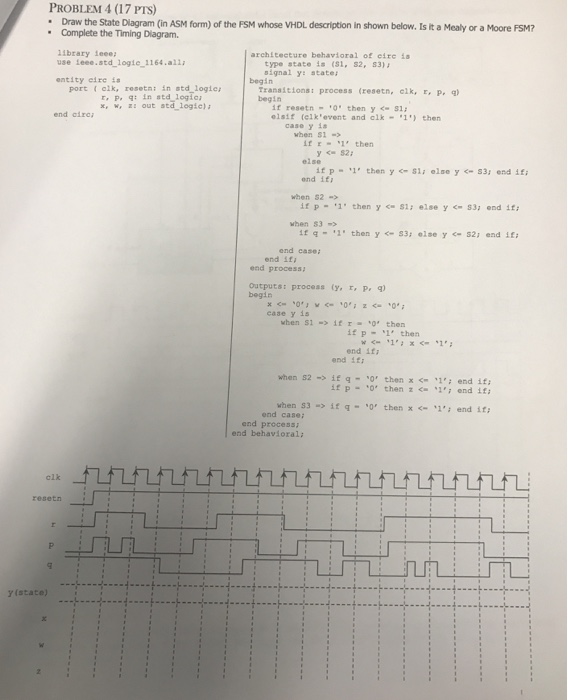Solved PROBLEM 4 (17 PTS) Draw the State Dlagram (in ASM | Chegg.com