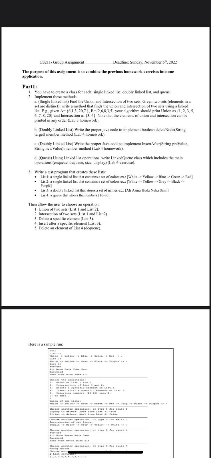 Part1: 1. You have to create a class for each: single | Chegg.com