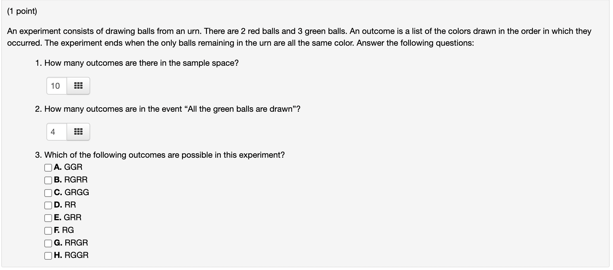 Solved An experiment consists of drawing balls from an urn. | Chegg.com