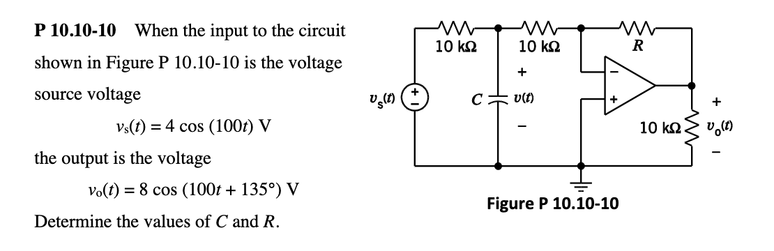Solved P 10.10-10 When the input to the circuit shown in | Chegg.com