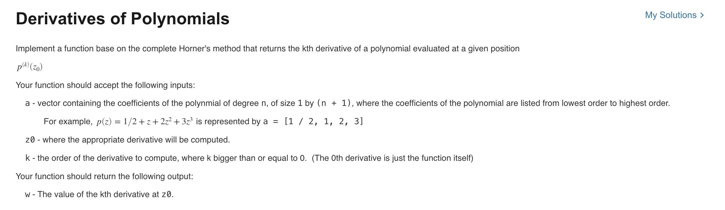 Solved Derivatives of Polynomials Implement a function base | Chegg.com