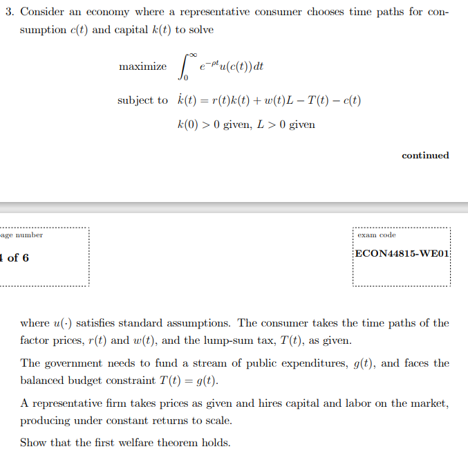 Solved Consider an economy where a representative consumer | Chegg.com