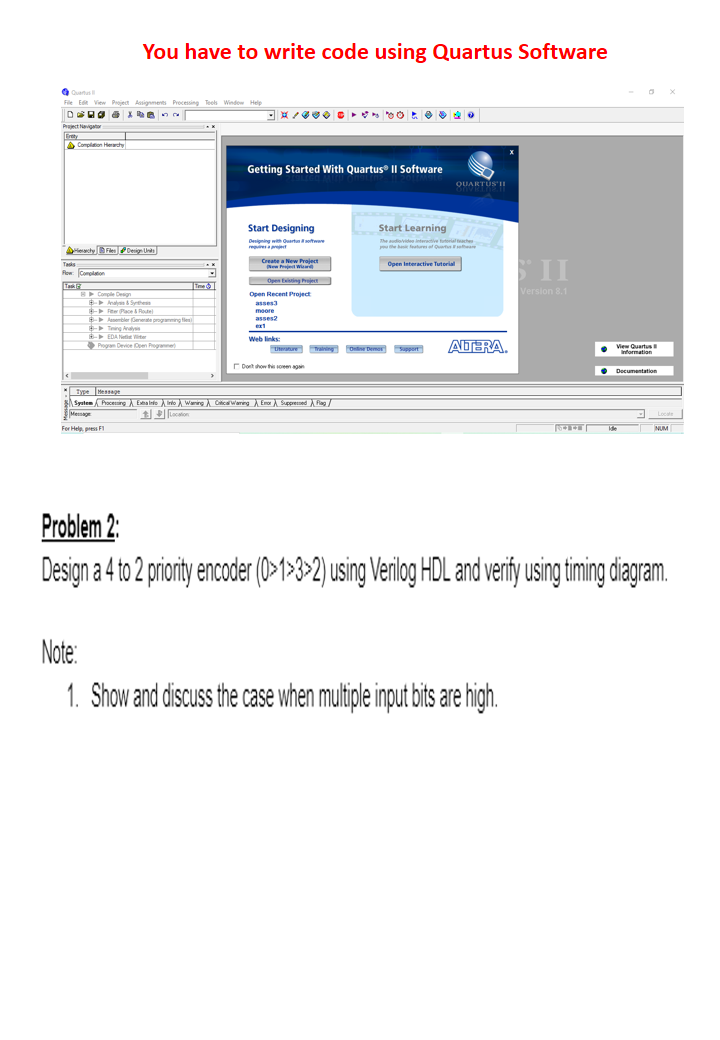 You have to write code using Quartus Software File Et | Chegg.com