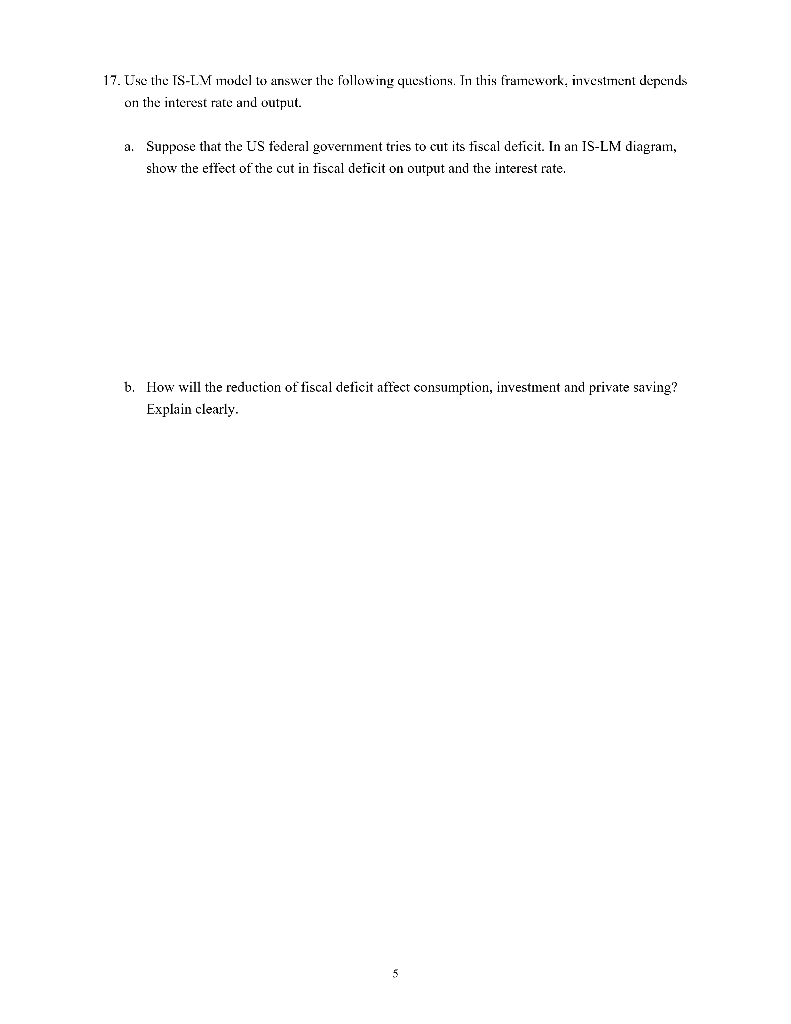 Solved 17. Use the IS-LM model to answer the following | Chegg.com