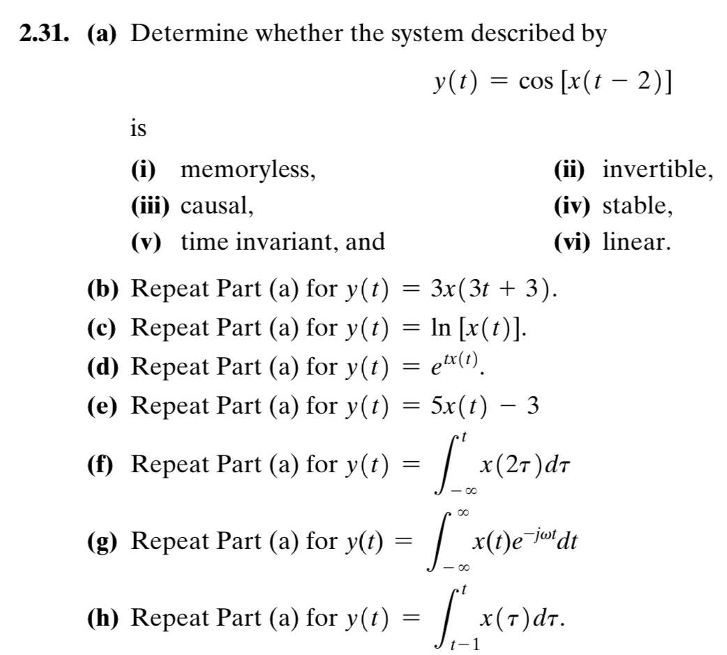Solved 1. (a) Determine whether the system described by | Chegg.com