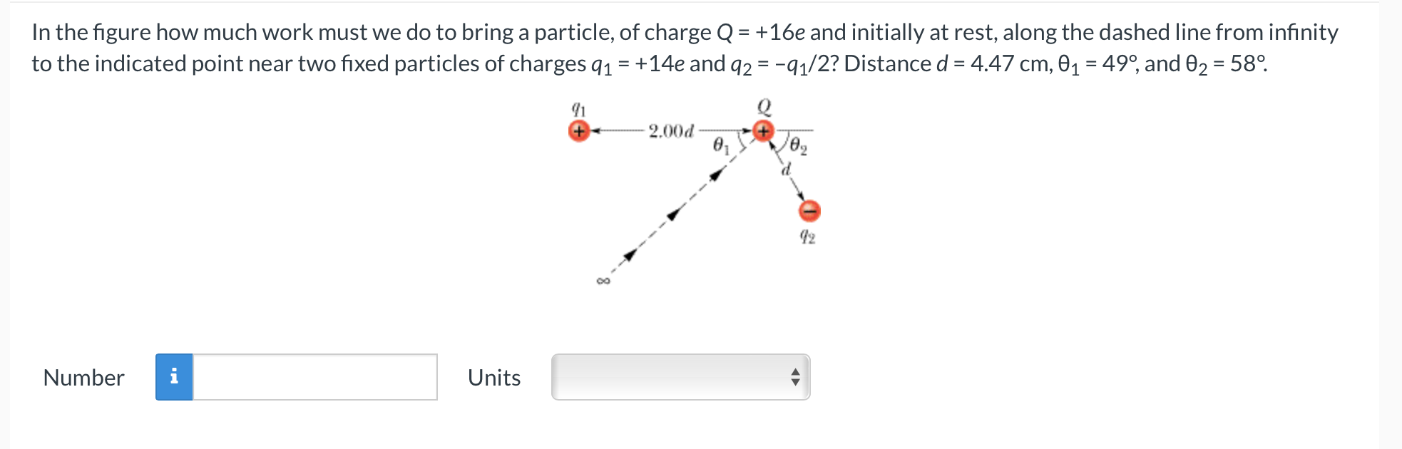 Solved In the figure how much work must we do to bring a | Chegg.com