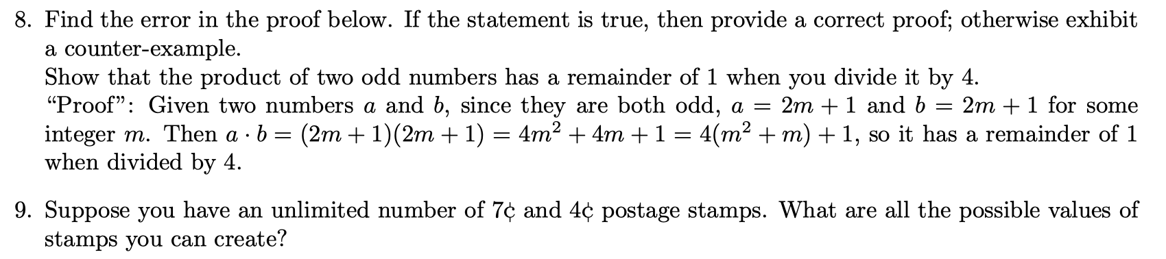 Solved 8. Find the error in the proof below. If the | Chegg.com