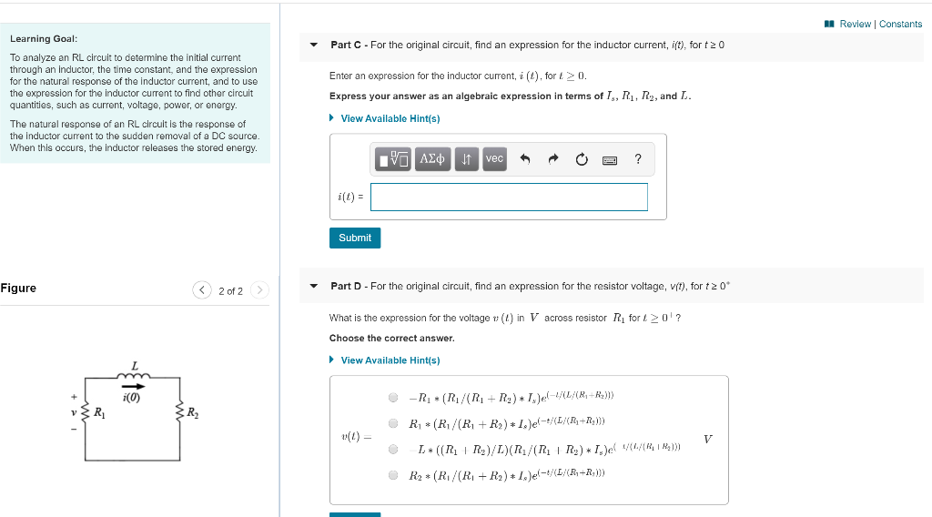 Solved The Natural Response of an RL Circuit M | Chegg.com