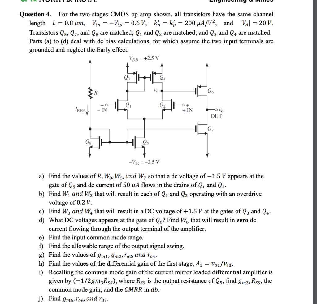 Solved 1. find the input common mode range? 2. find the | Chegg.com