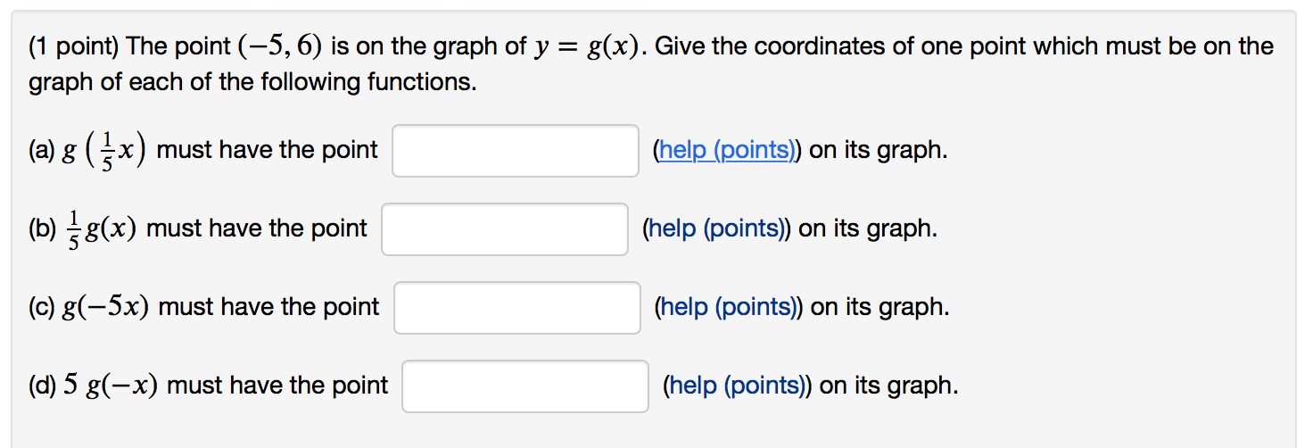 Solved (1 point) The point (-5,6) is on the graph of y = | Chegg.com