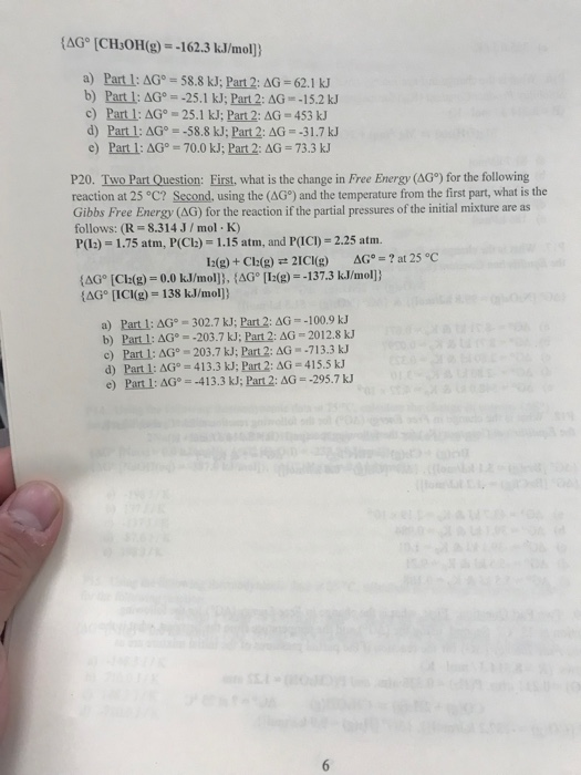 Solved AG [CH:OH(g)--162.3 kJ/mol) a) Part 1: Δ0% 58.8 kJ: | Chegg.com