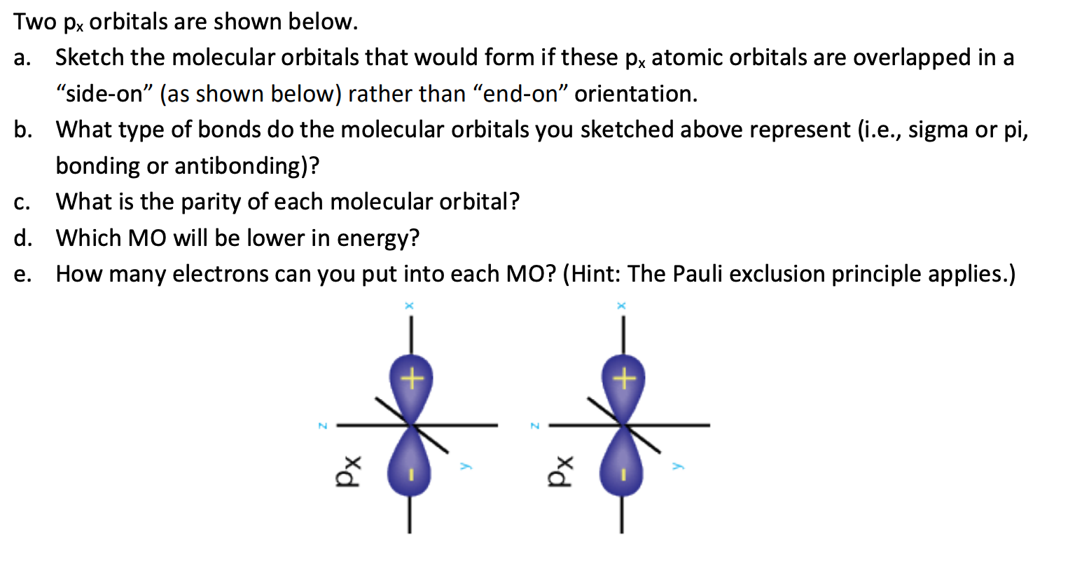Solved a. Two Px orbitals are shown below. Sketch the | Chegg.com