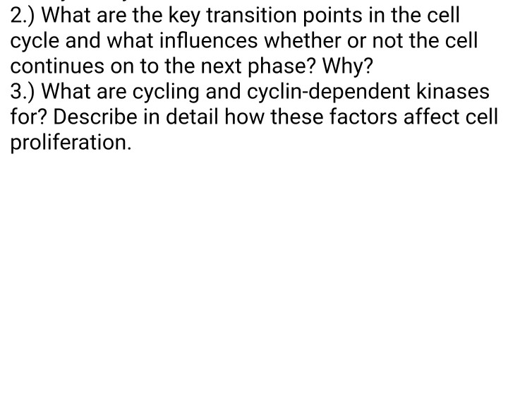 Solved 2.) What are the key transition points in the cell | Chegg.com