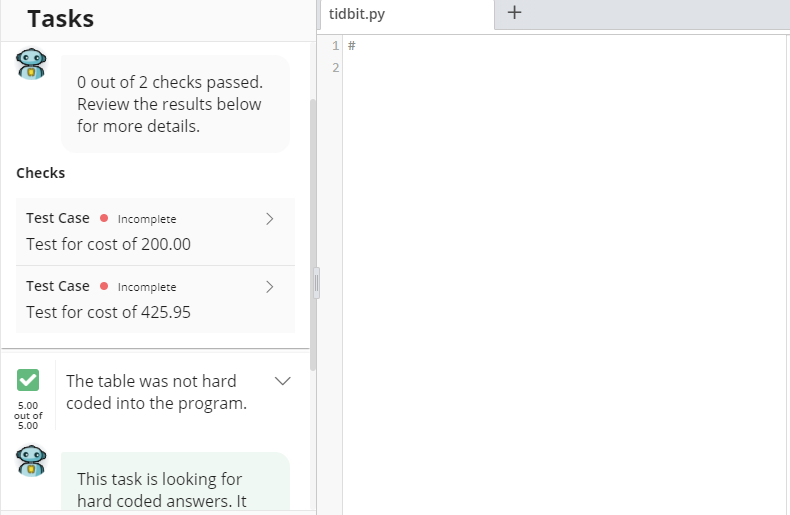 Solved + Instructions tidbit.py 1 # 2 The credit plan at | Chegg.com