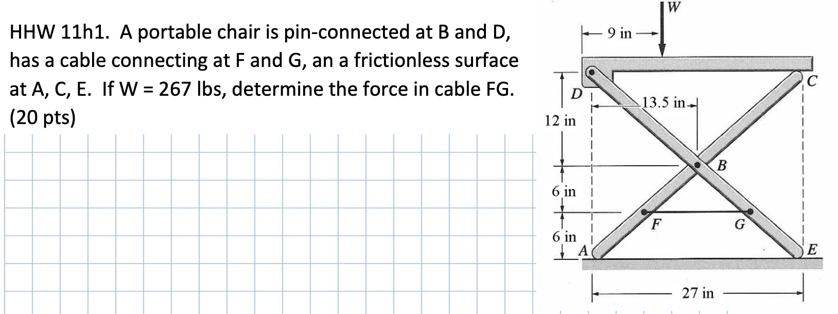 Solved HHW 11h1. A portable chair is pin-connected at B and | Chegg.com