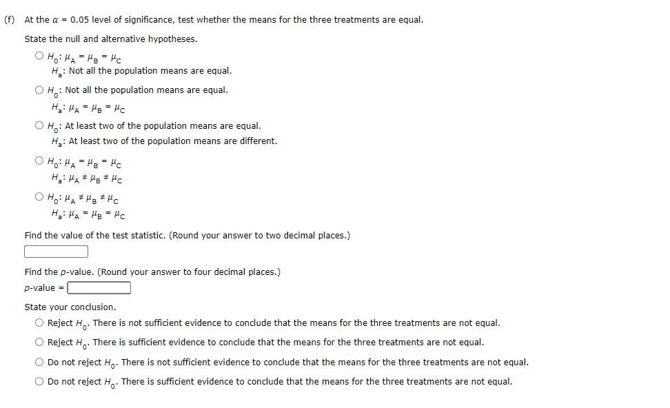 Solved The following data are from a completely randomized | Chegg.com