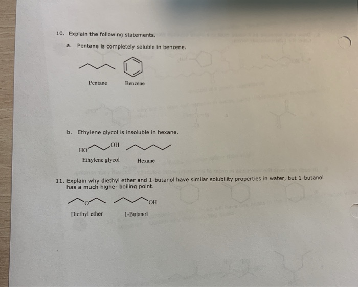 Solved 10. Explain the following statements. a. Pentane is | Chegg.com
