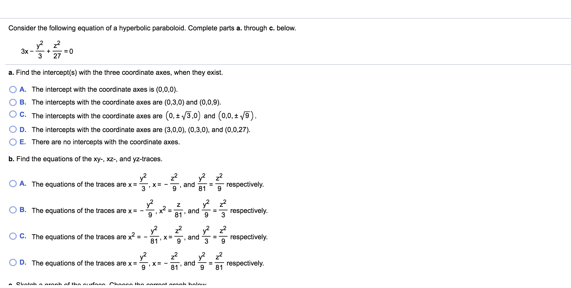 Solved Consider the following equation of a hyperbolic | Chegg.com