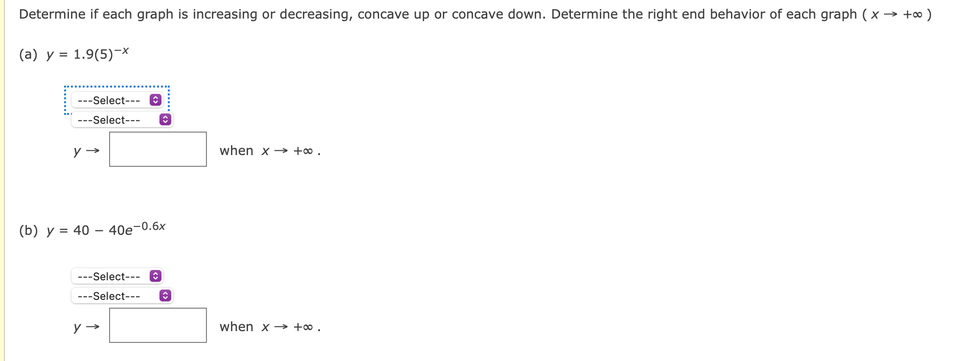 Solved Determine if each graph is increasing or decreasing, | Chegg.com