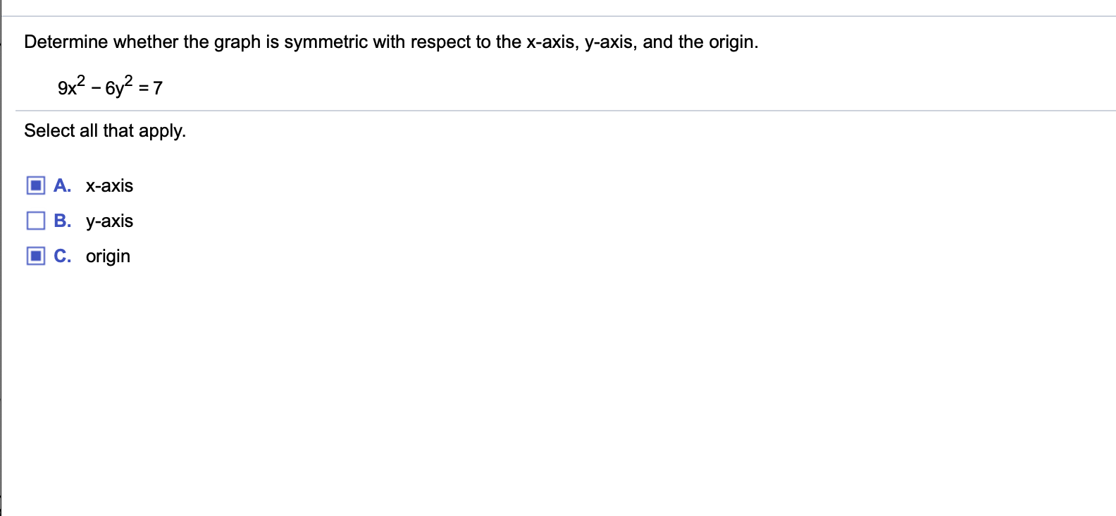 Solved Determine whether the graph is symmetric with respect | Chegg.com