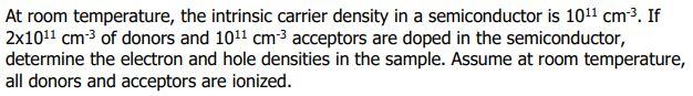 Solved At room temperature, the intrinsic carrier density in | Chegg.com