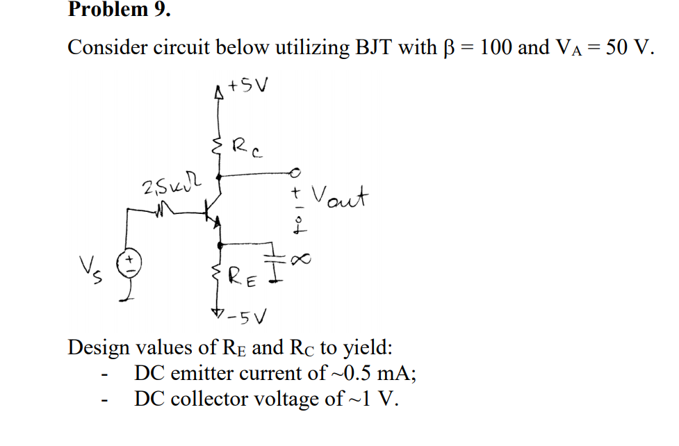 Solved Consider circuit below utilizing BJT with β-100 and | Chegg.com