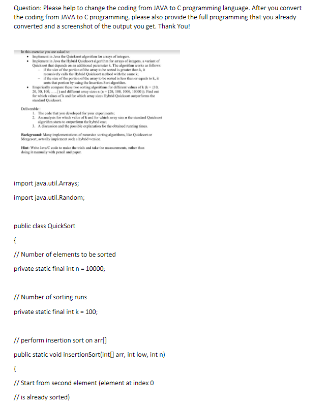 Solved Question: Please help to change the coding from JAVA | Chegg.com