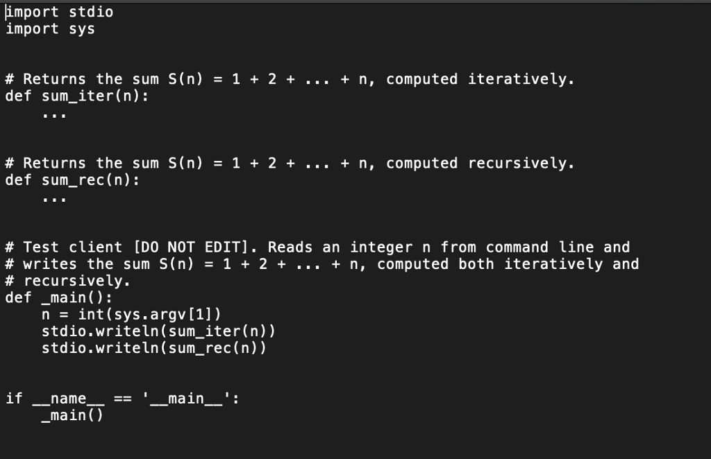 Solved Problem 1. (Sum of Integers) Implement the functions | Chegg.com