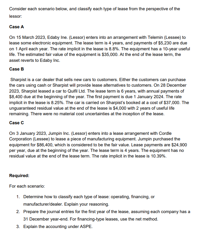 Solved Consider each scenario below, and classify each type | Chegg.com