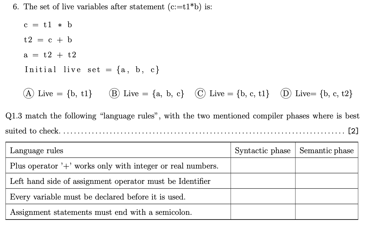 Q1.2: Choose the correct answer: 1. The purpose of | Chegg.com