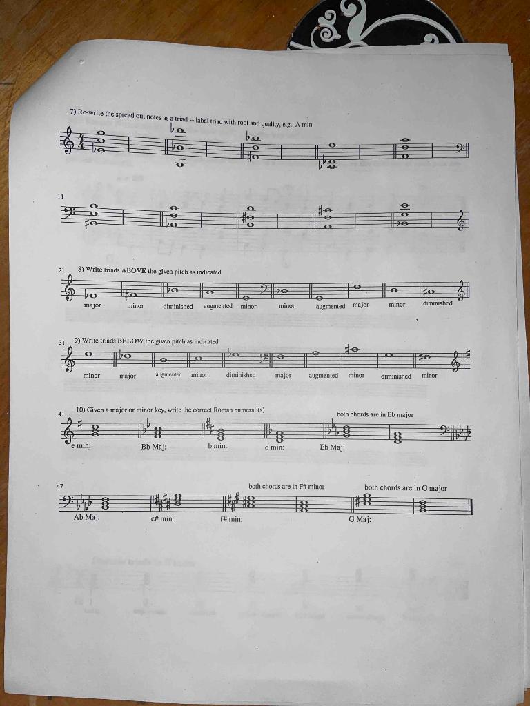 7) Re-write the spread out notes as a triad -- label | Chegg.com