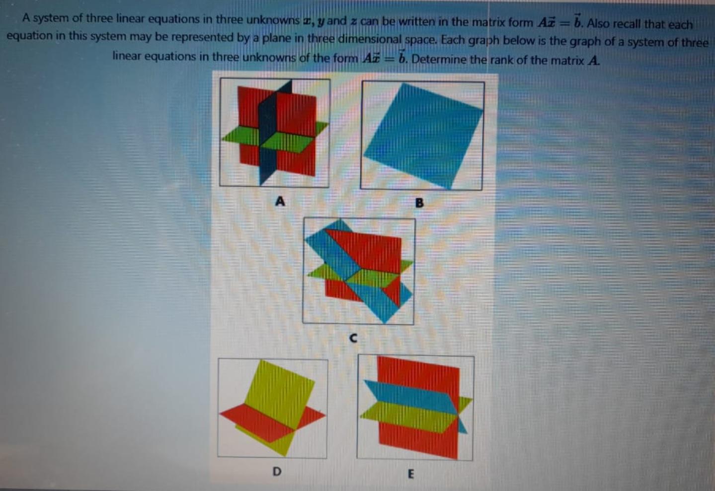Solved A system of three linear equations in three unknowns | Chegg.com