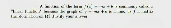Solved A function of the form f(x)=mx+b is commonly called a | Chegg.com