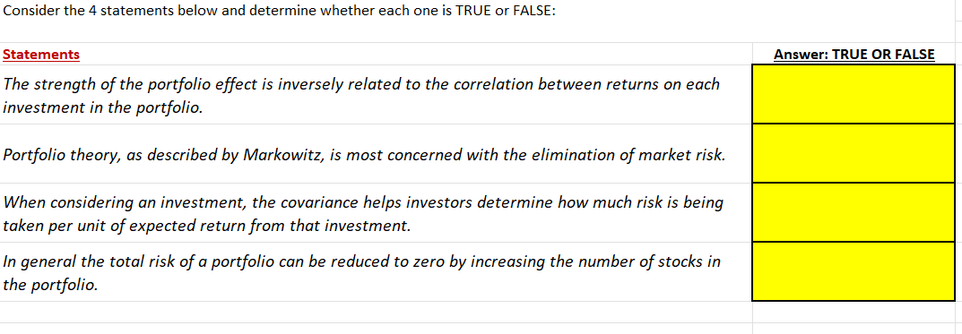 Solved Consider the 4 statements below and determine whether | Chegg.com