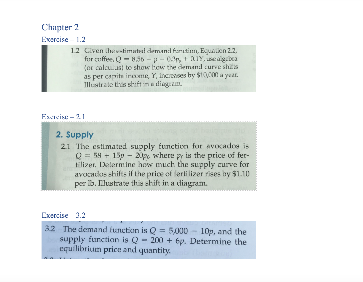 Solved 1.2 Given the estimated demand function, Equation | Chegg.com
