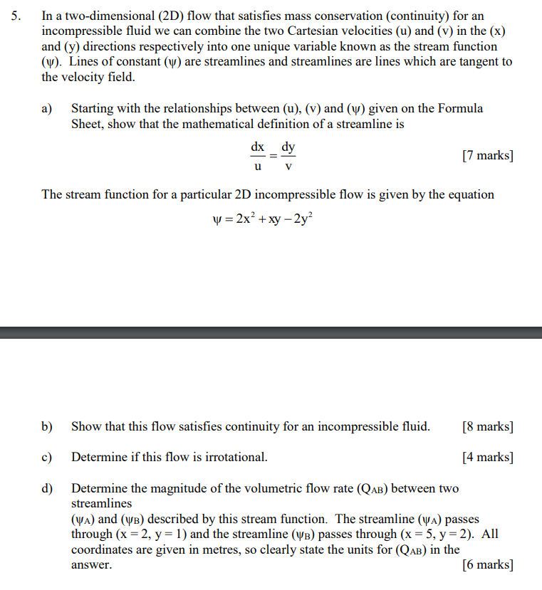 Solved In a two-dimensional (2D) flow that satisfies mass | Chegg.com