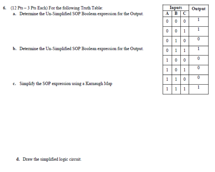 Solved B Determine The Un Simplified Sop Boolean Expression 