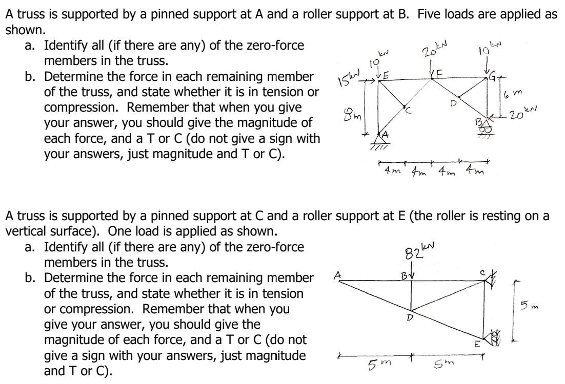 Solved 1. A truss is supported by a pinned support at A and | Chegg.com