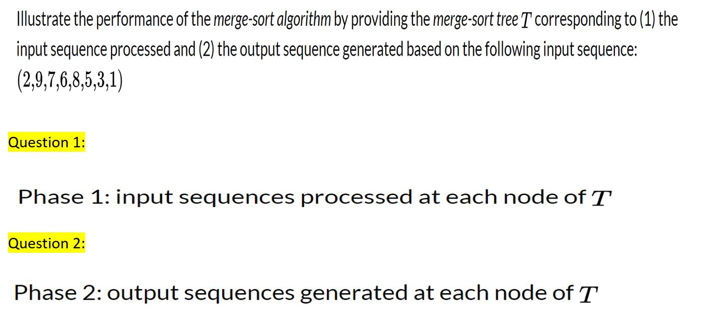 Solved Illustrate the performance of the merge-sort | Chegg.com