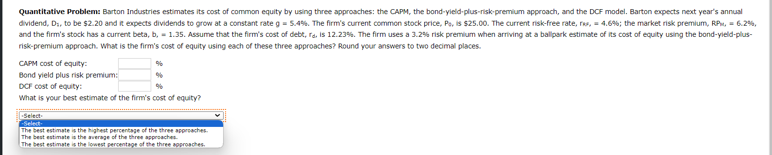 Solved risk-premium approach. What is the firm's cost of | Chegg.com