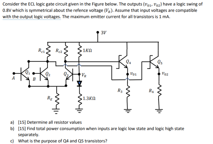 Consider the ECL logic gate circuit given in the | Chegg.com