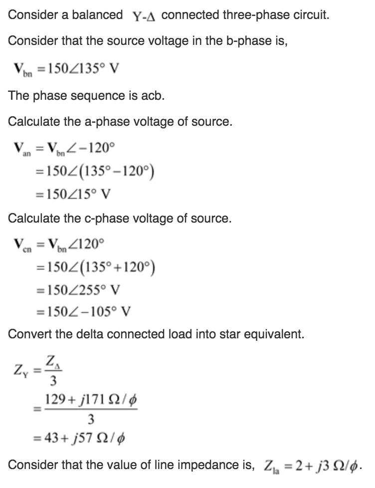 Solved A balanced, three-phase circuit is characterized as | Chegg.com