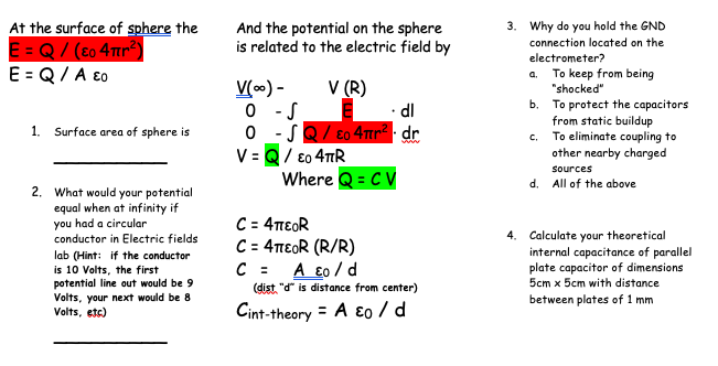 Solved At the surface of sphere the 3. Why do you hold the | Chegg.com