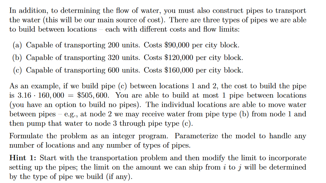 2. You are in charge of designing a water pipeline | Chegg.com